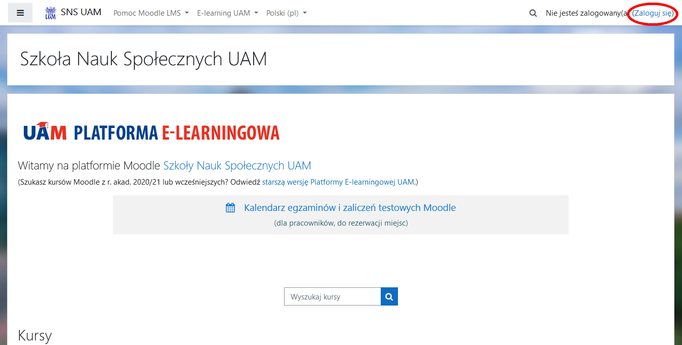 Kurs: Jak uczestniczyć w zajęciach na platformie Moodle UAM?, Temat ...