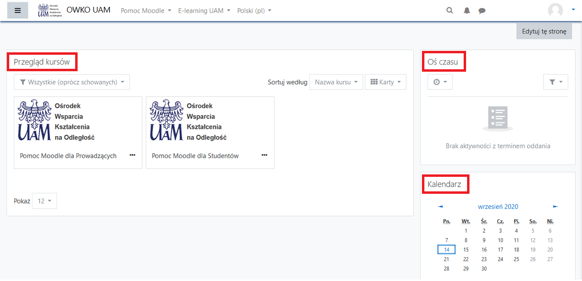 Kurs: Jak uczestniczyć w zajęciach na platformie Moodle UAM?, Temat ...